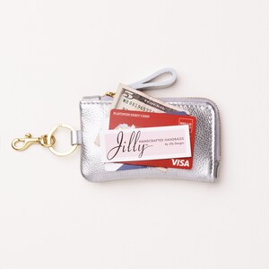 Metallic Leather ZIP AROUND Keychain Credit Card and Cash Wallet ...