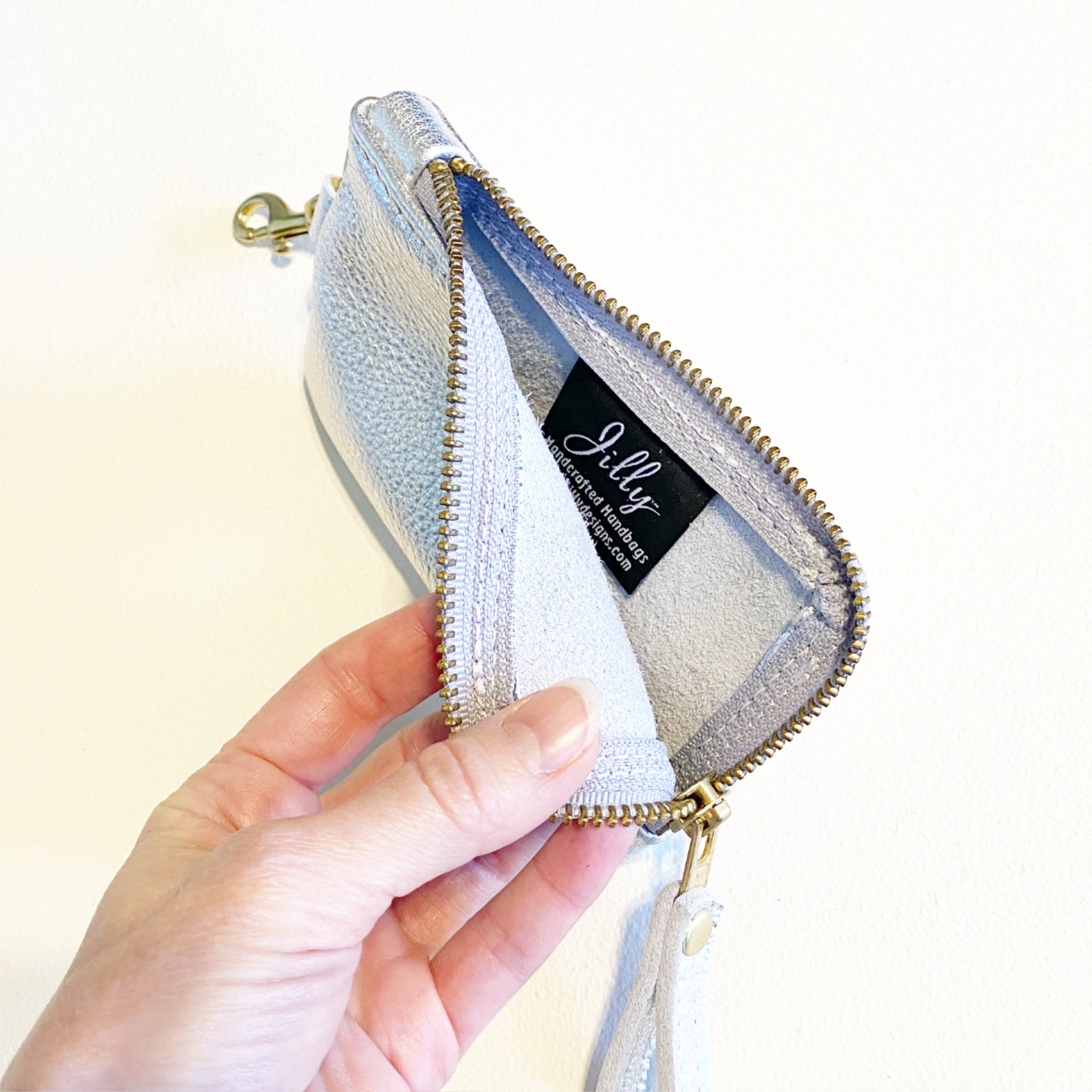 Metallic Leather ZIP AROUND Keychain Credit Card and Cash Wallet ...
