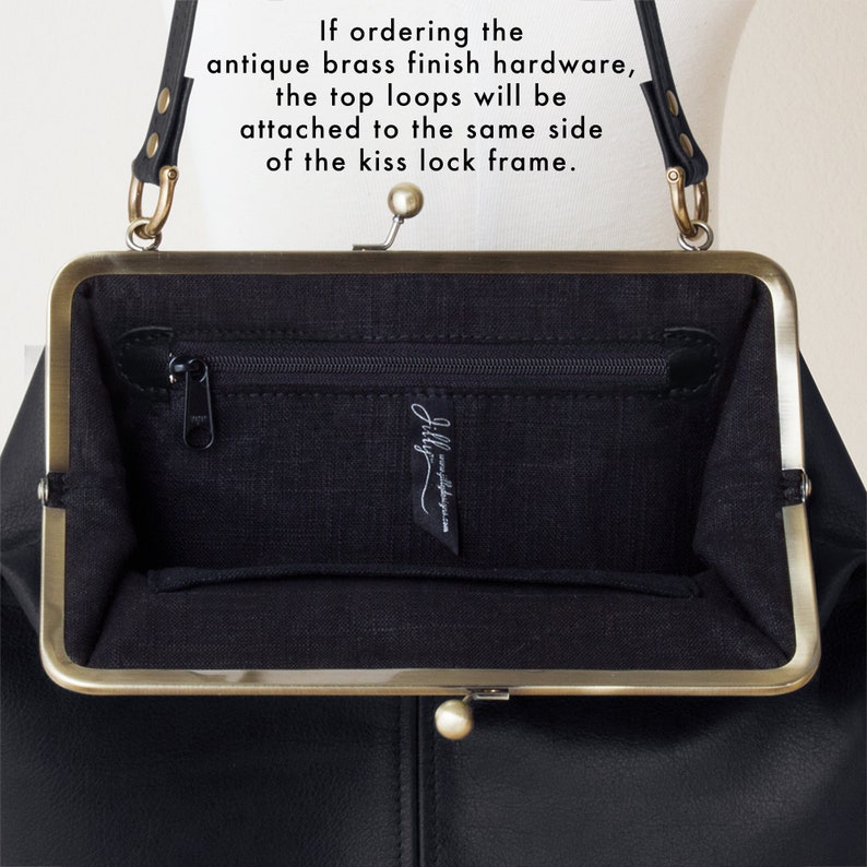Retro Style Kiss Lock Handbag Mid Size Leather Kiss Lock - Etsy