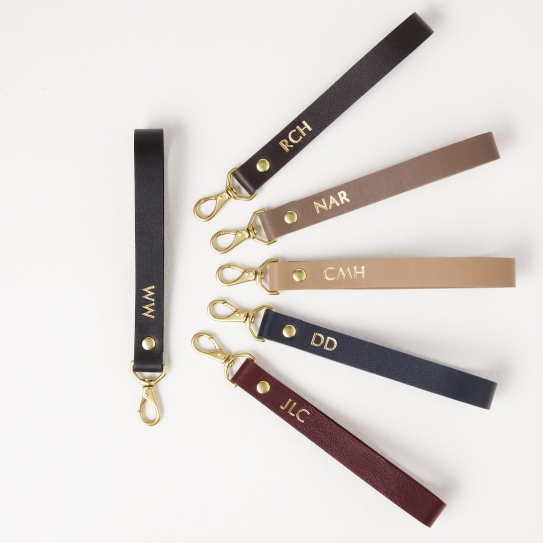 Leather Wrist Strap With Monogram, Personalized Foil Stamped Initials ...