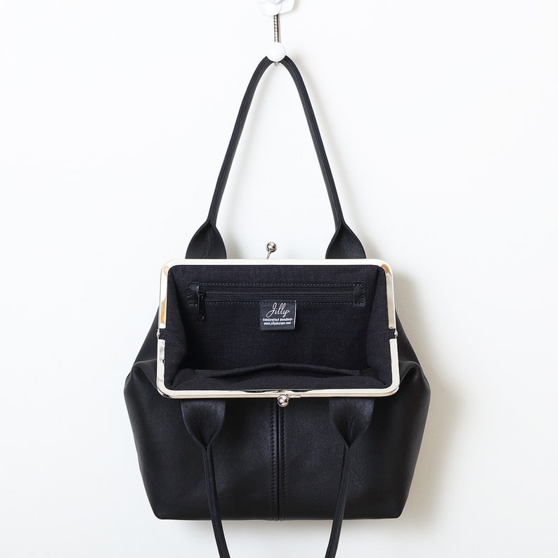 Leather Kiss Lock Handbag Bowler Style Kiss Lock Frame Purse - Etsy