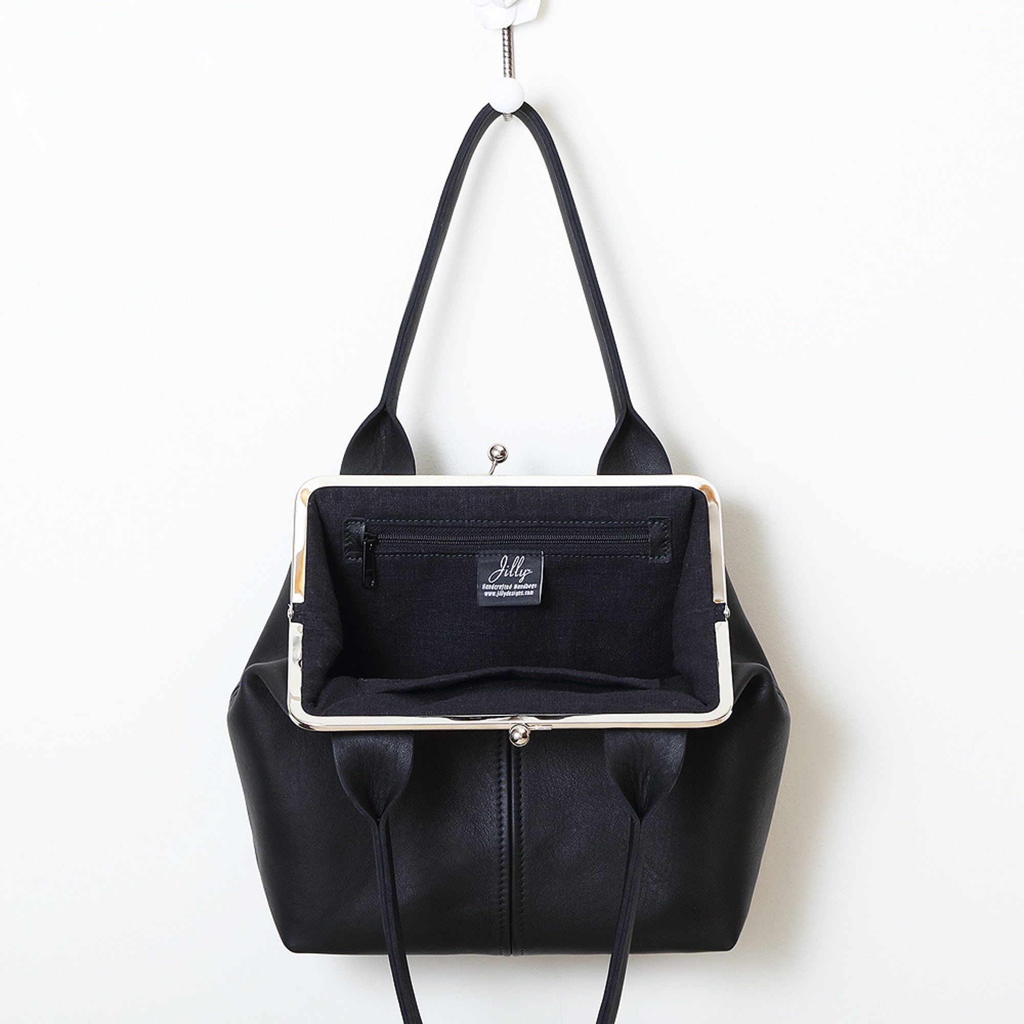 Leather Kiss Lock Handbag Bowler Style Kiss Lock Frame Purse - Etsy