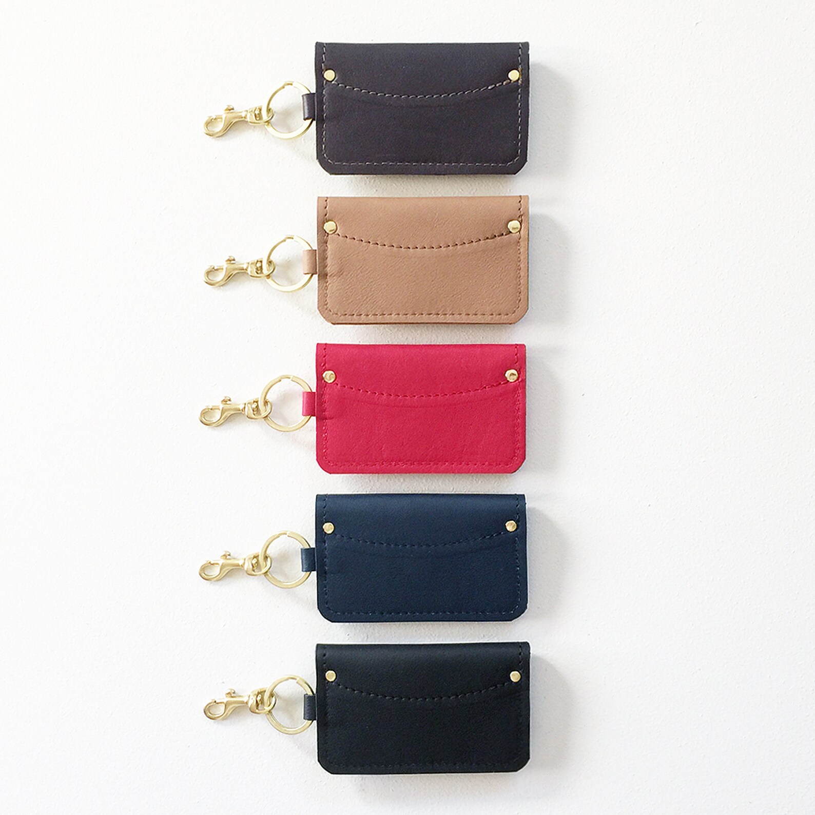 Leather Keychain Credit Card Wallet With Button Snap Closure - Etsy
