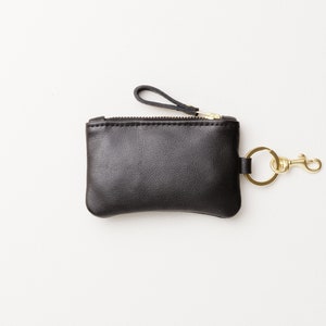 Small Leather Keychain Credit Card and Cash Zipper Wallet With Keyring ...