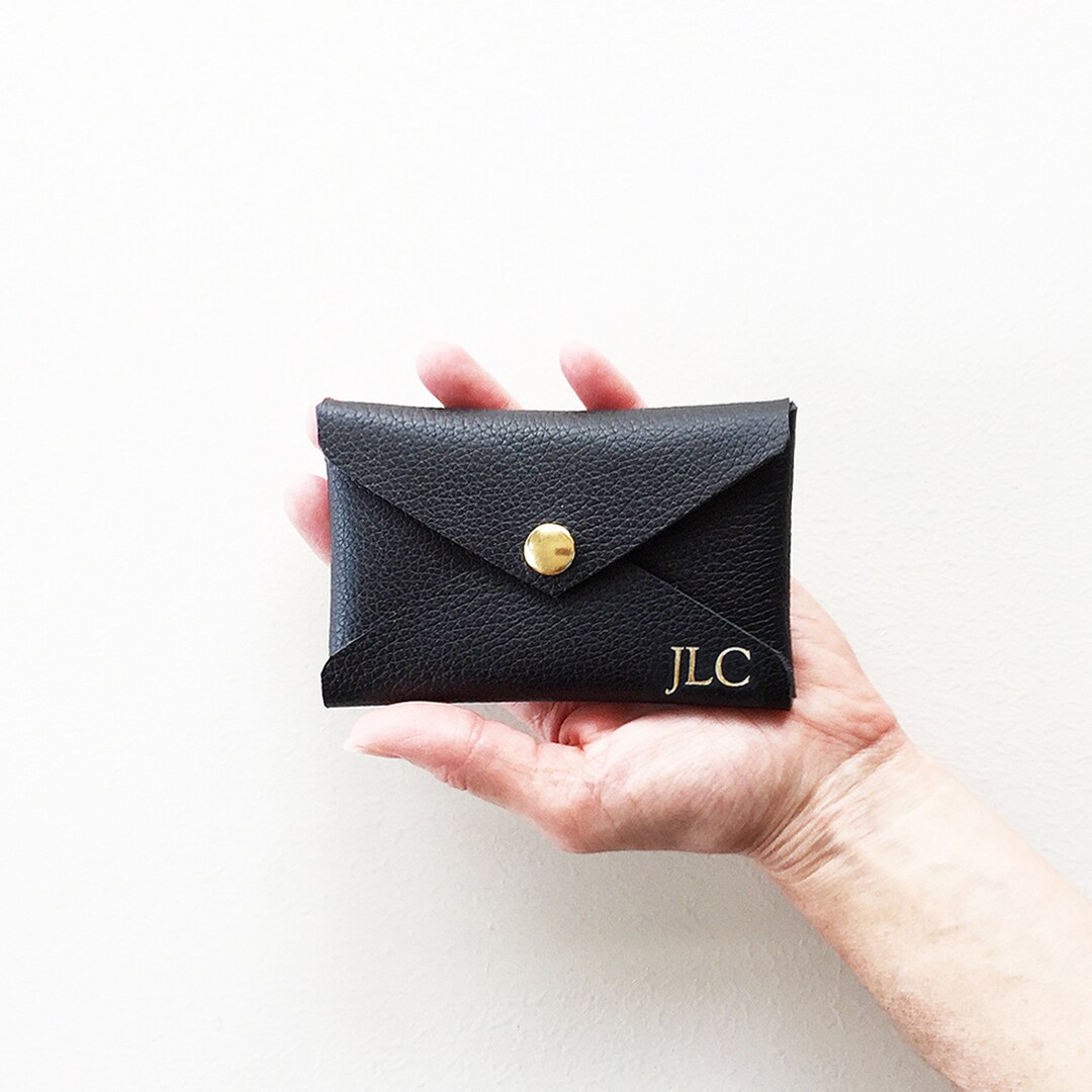 Monogrammed Leather Credit Card Case, Personalized Leather Envelope ...