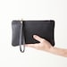 Leather Zipper Clutch With Attached Wrist Strap, Minimal Wristlet, Cell ...