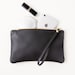 Leather Zipper Clutch With Attached Wrist Strap, Minimal Wristlet, Cell ...