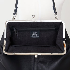 Mid Size Kiss Lock Handbag, Top Closure Clasp Frame Bag With Multiple ...