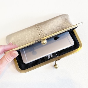 Small Leather Kiss Lock Clutch, Retro Style Frame Clutch, Evening Bag ...