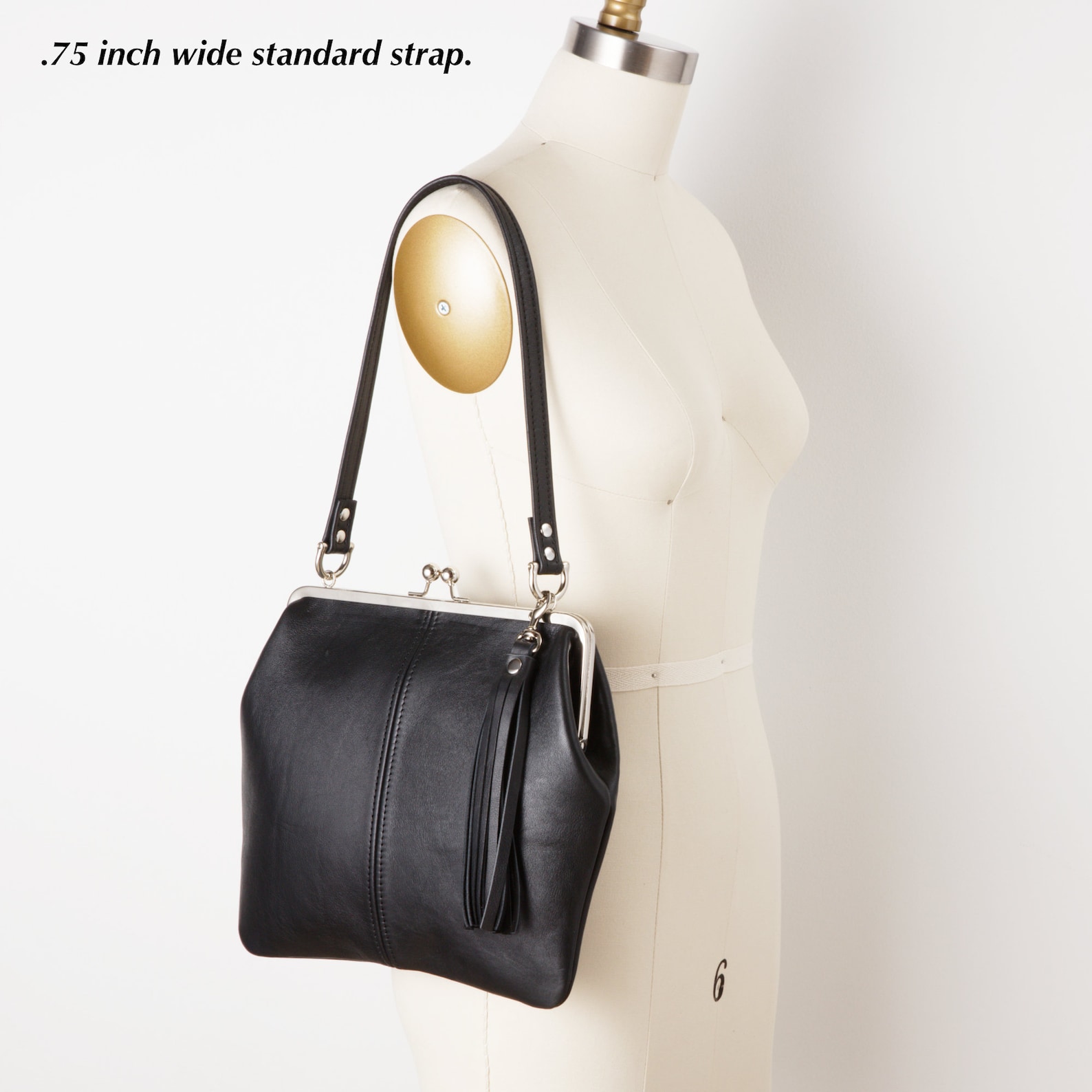 Leather Kiss Lock Handbag With Tassel Charm and Multiple Strap - Etsy