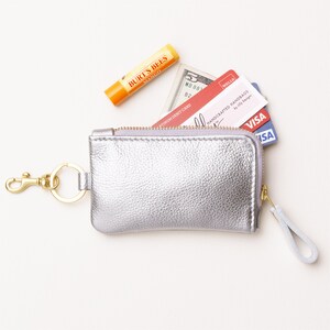 Metallic Leather ZIP AROUND Keychain Credit Card and Cash Wallet ...