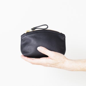 Leather Mini Clutch, Petite Leather Makeup Bag, Small Cosmetics Pouch ...