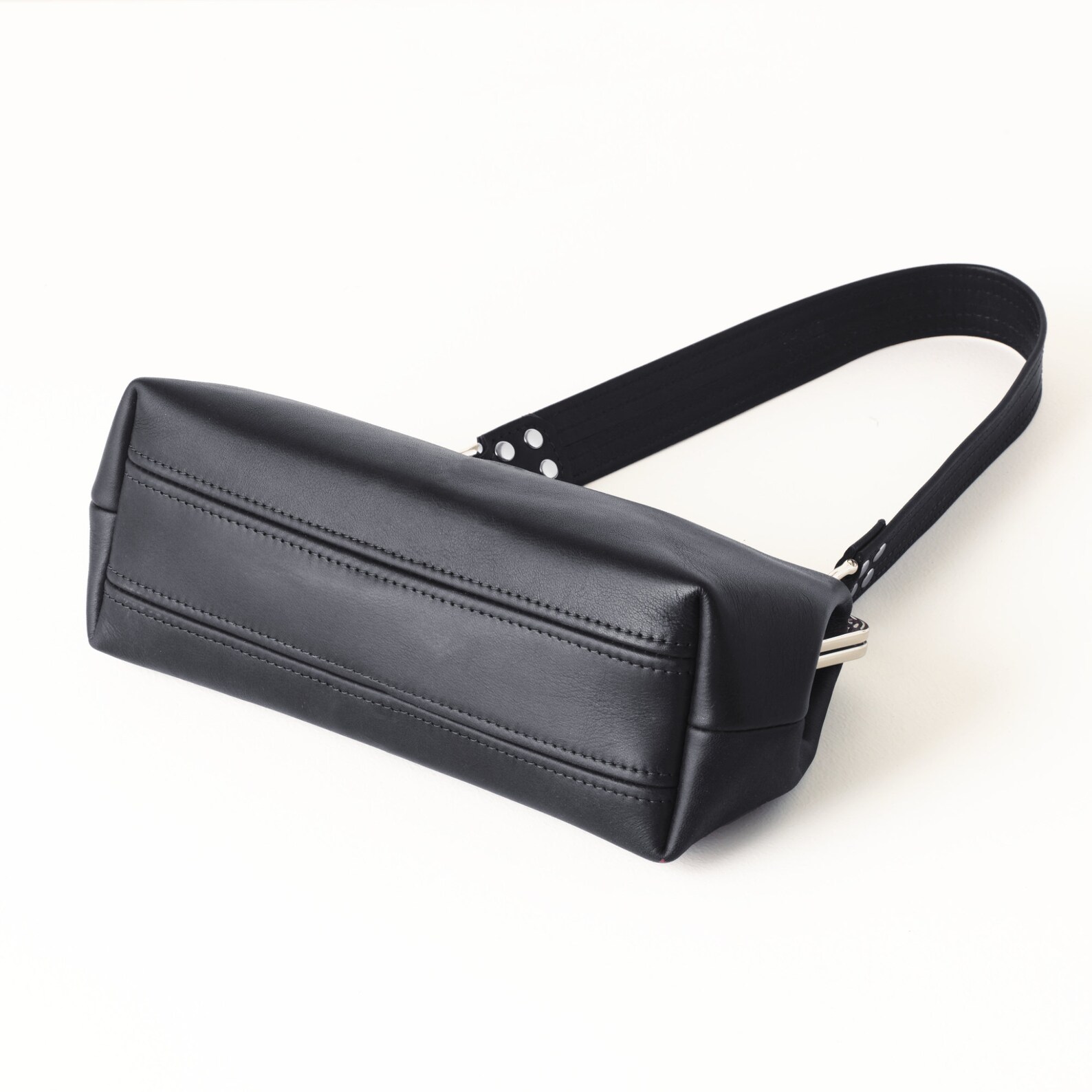 Kiss Lock Frame Handbag With Exterior Zip Pocket Leather | Etsy