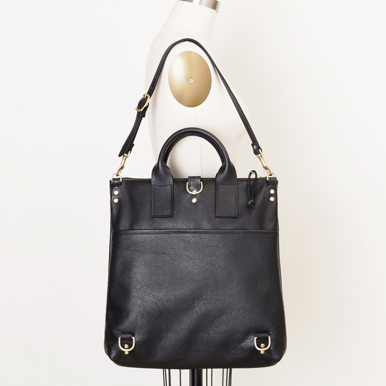 Convertible Leather Backpack With Large Exterior Slip Pocket | Etsy