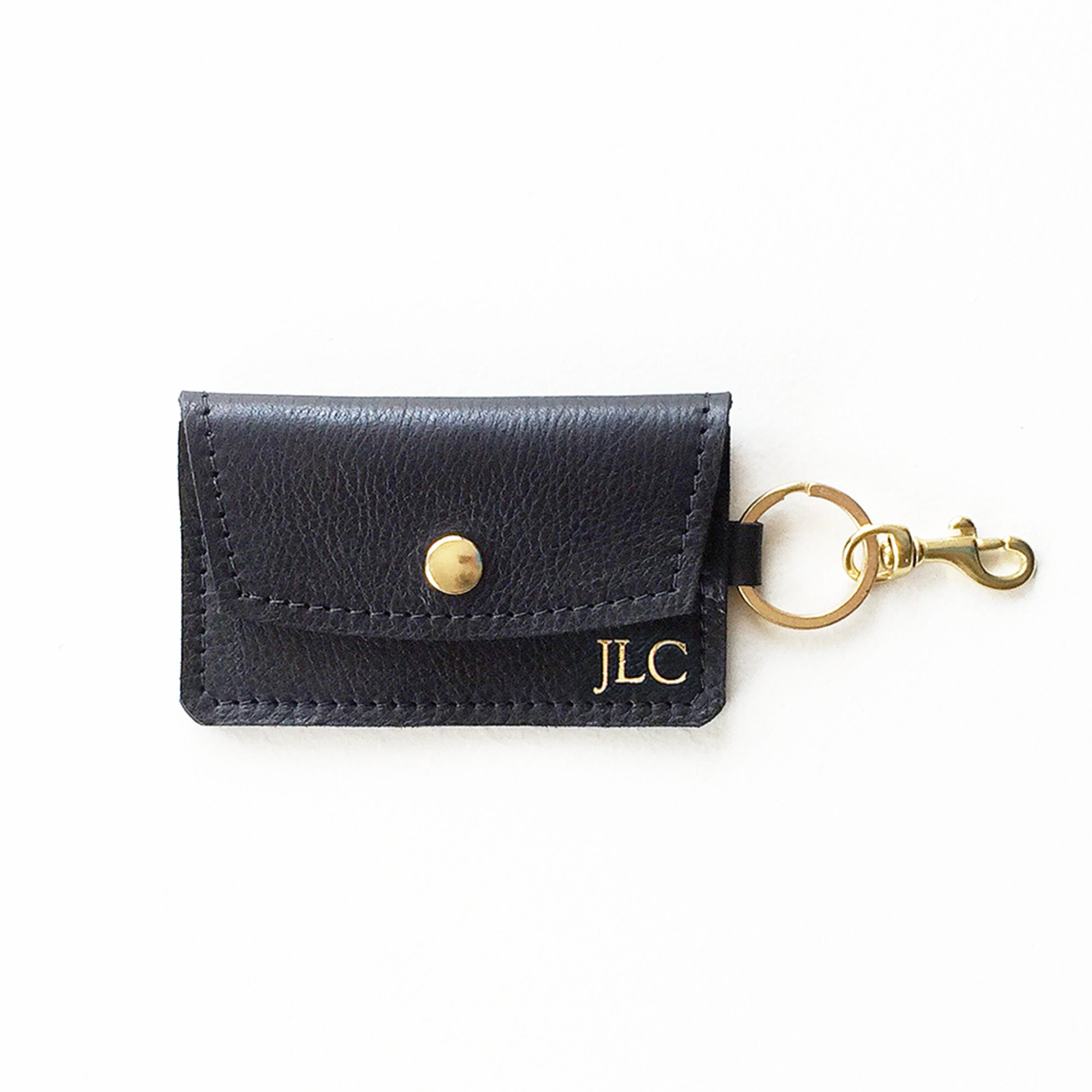 Monogrammed Leather Keychain Wallet Personalized Credit Card - Etsy