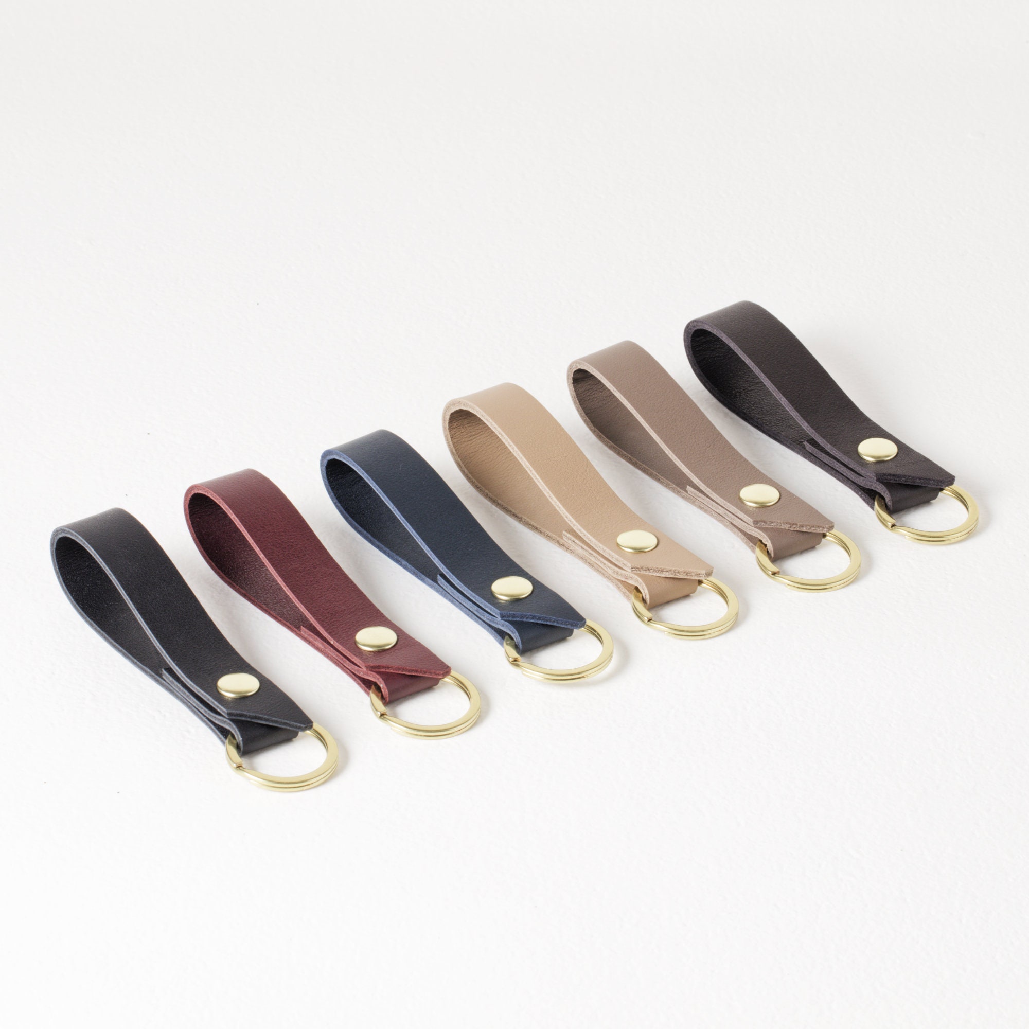 Leather Keychain With Button Snap Closure, Belt Key Ring, Housewarming ...