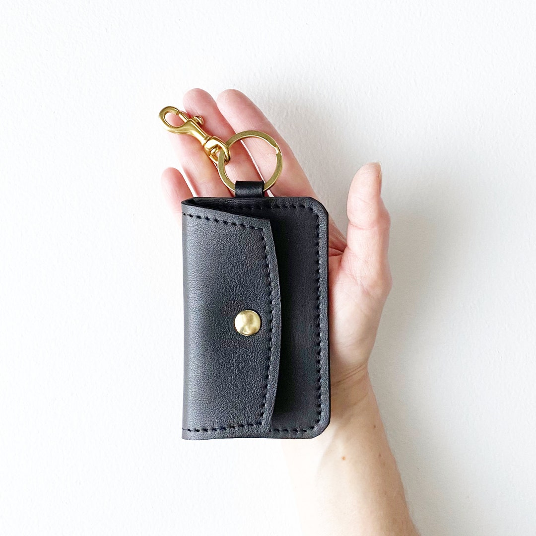 Leather Keychain Credit Card and ID Wallet, Metro Card Holder, Gift ...