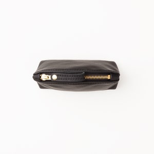 Leather Mini Clutch, Petite Leather Makeup Bag, Small Cosmetics Pouch ...