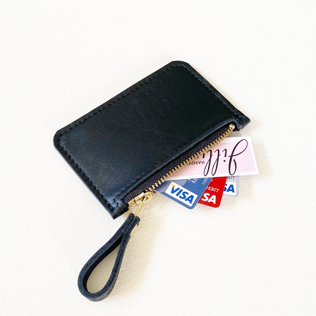 Leather Credit Card Zip Wallet, Business Card Zipper Pouch, Small Coin ...
