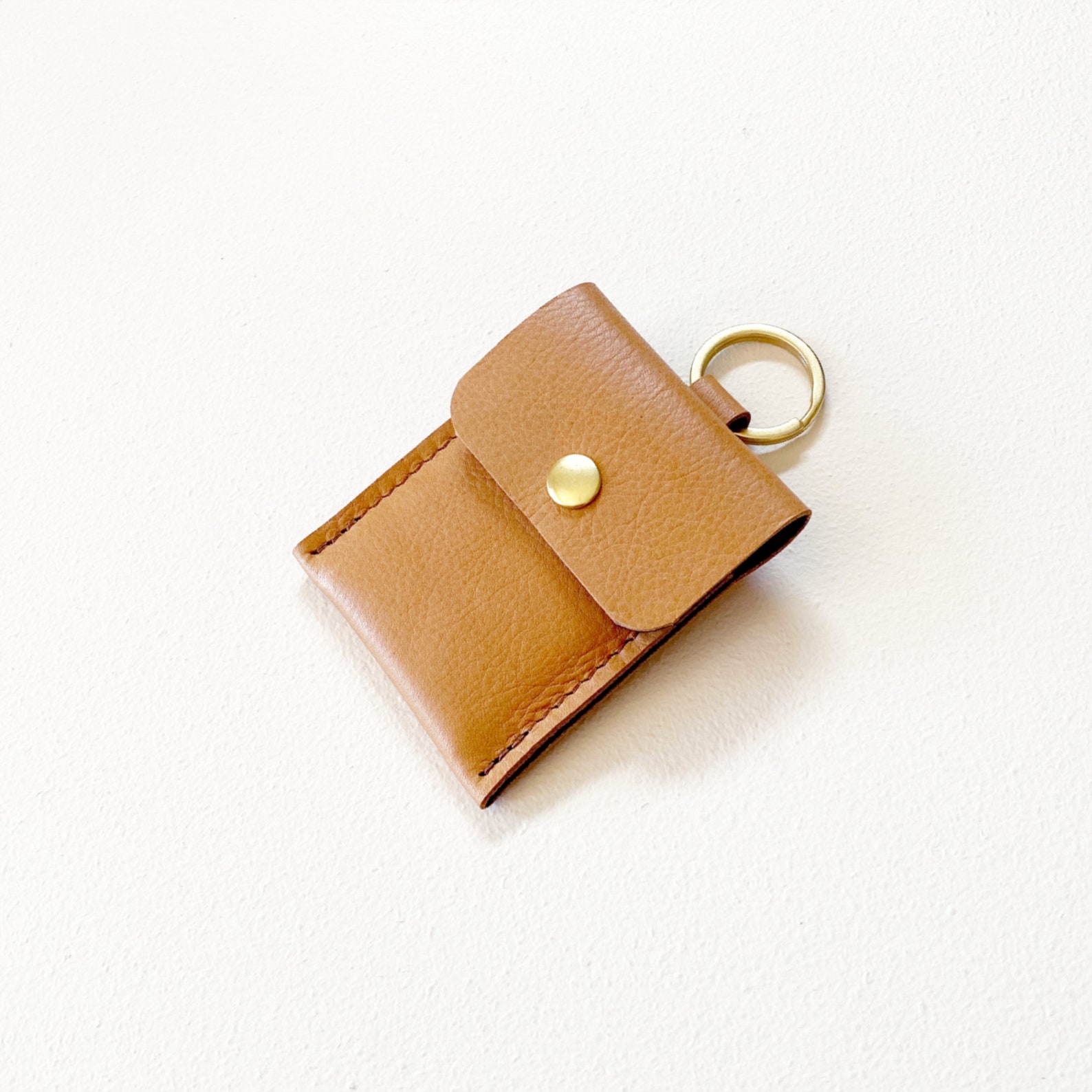 Monogrammed Leather Keychain Credit Card Wallet Personalized | Etsy