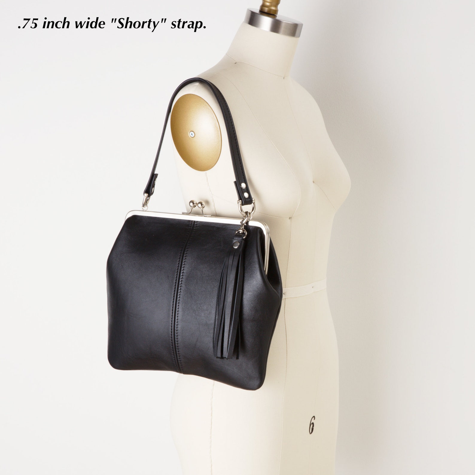 Leather Kiss Lock Handbag With Tassel Charm and Multiple Strap - Etsy