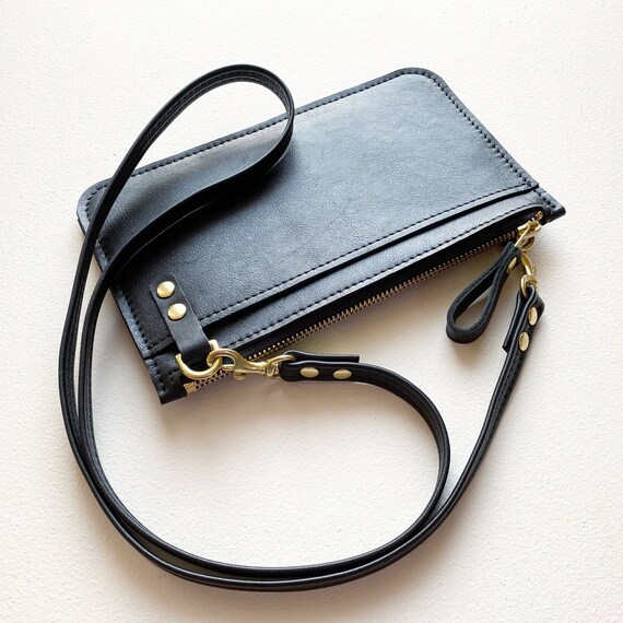Leather Cell Phone Wallet Crossbody Bag Minimal Travel Wallet | Etsy