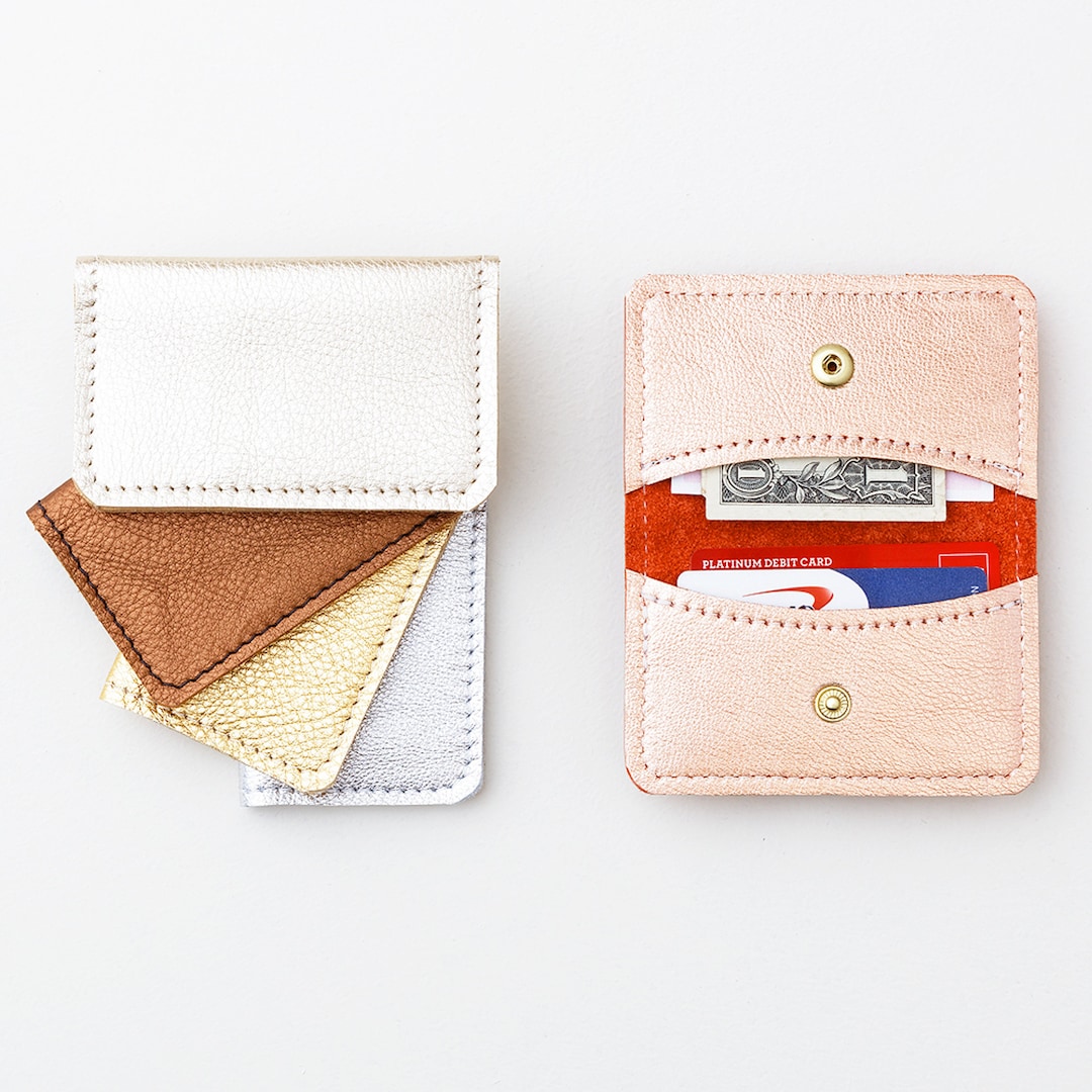 Leather Credit Card SNAP Wallet, Minimal Style Leather Business Card ...