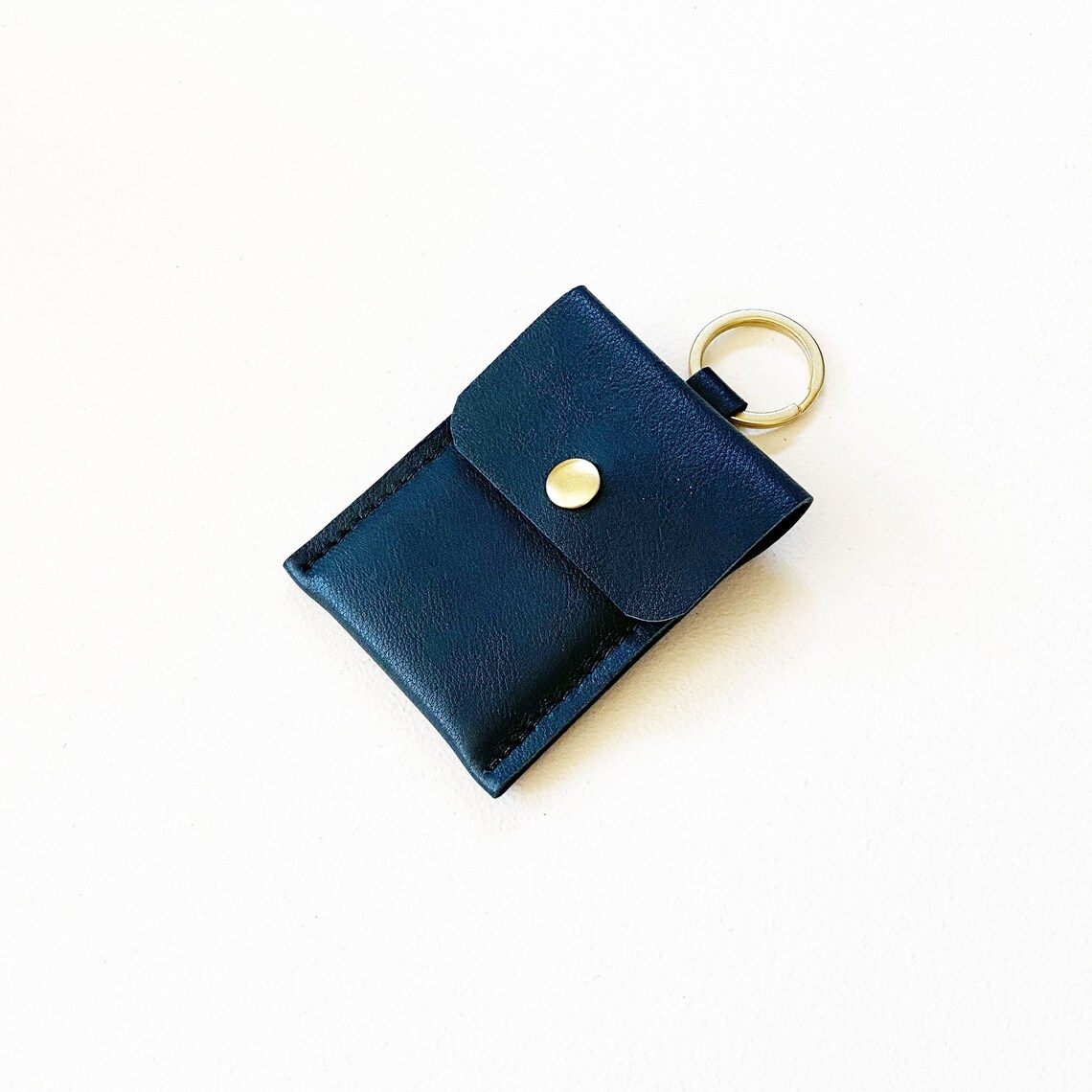 Monogrammed Leather Keychain Credit Card Wallet Personalized | Etsy