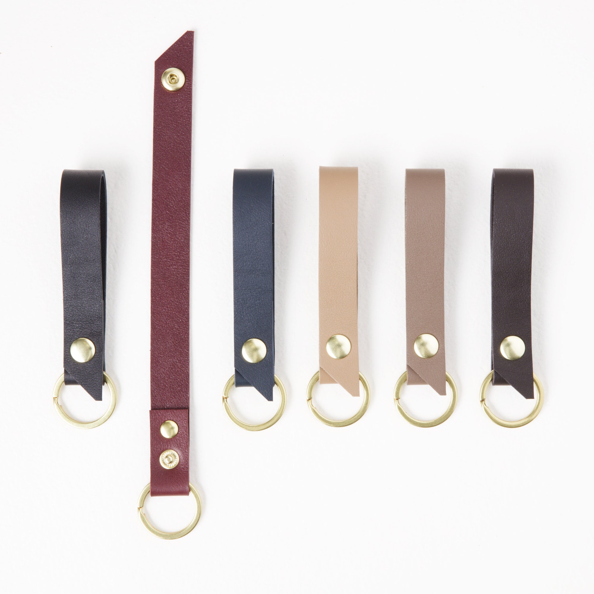 Leather Keychain With Button Snap Closure, Belt Key Ring, Housewarming ...