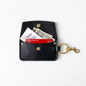 Leather Keychain Credit Card and ID Wallet, Metro Card Holder, Gift ...