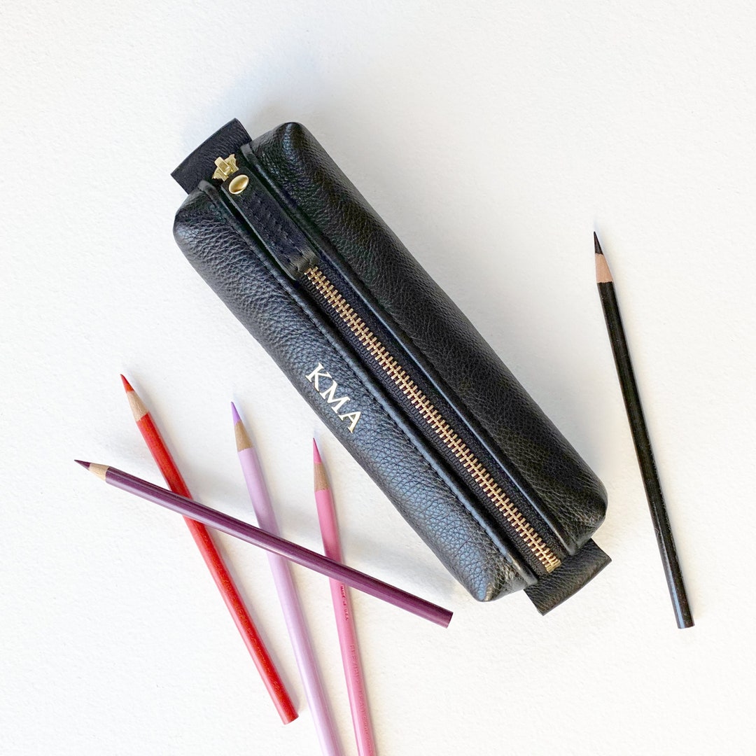 Personalized Leather Pencil Case, Pen and Pencil Zipper Pouch With ...
