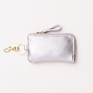 Metallic Leather ZIP AROUND Keychain Credit Card and Cash Wallet ...