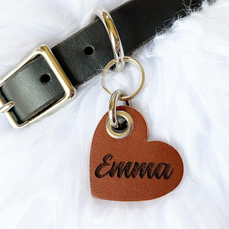 Custom Leather Dog or Cat ID Tag for Collar, Small, Medium or Large ...