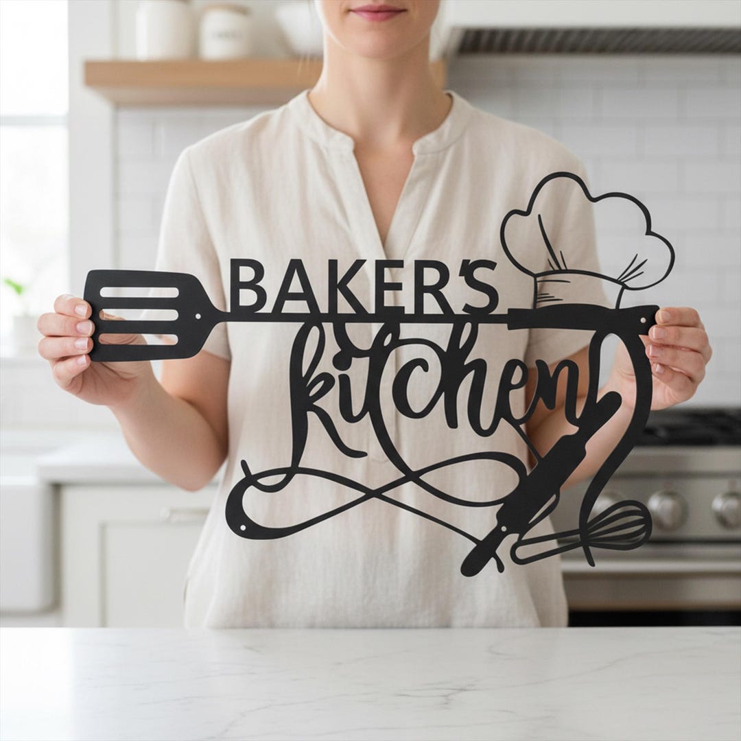 Custom Kitchen Metal Sign, Kitchen Wall Art, Baking Tools Metal Sign ...