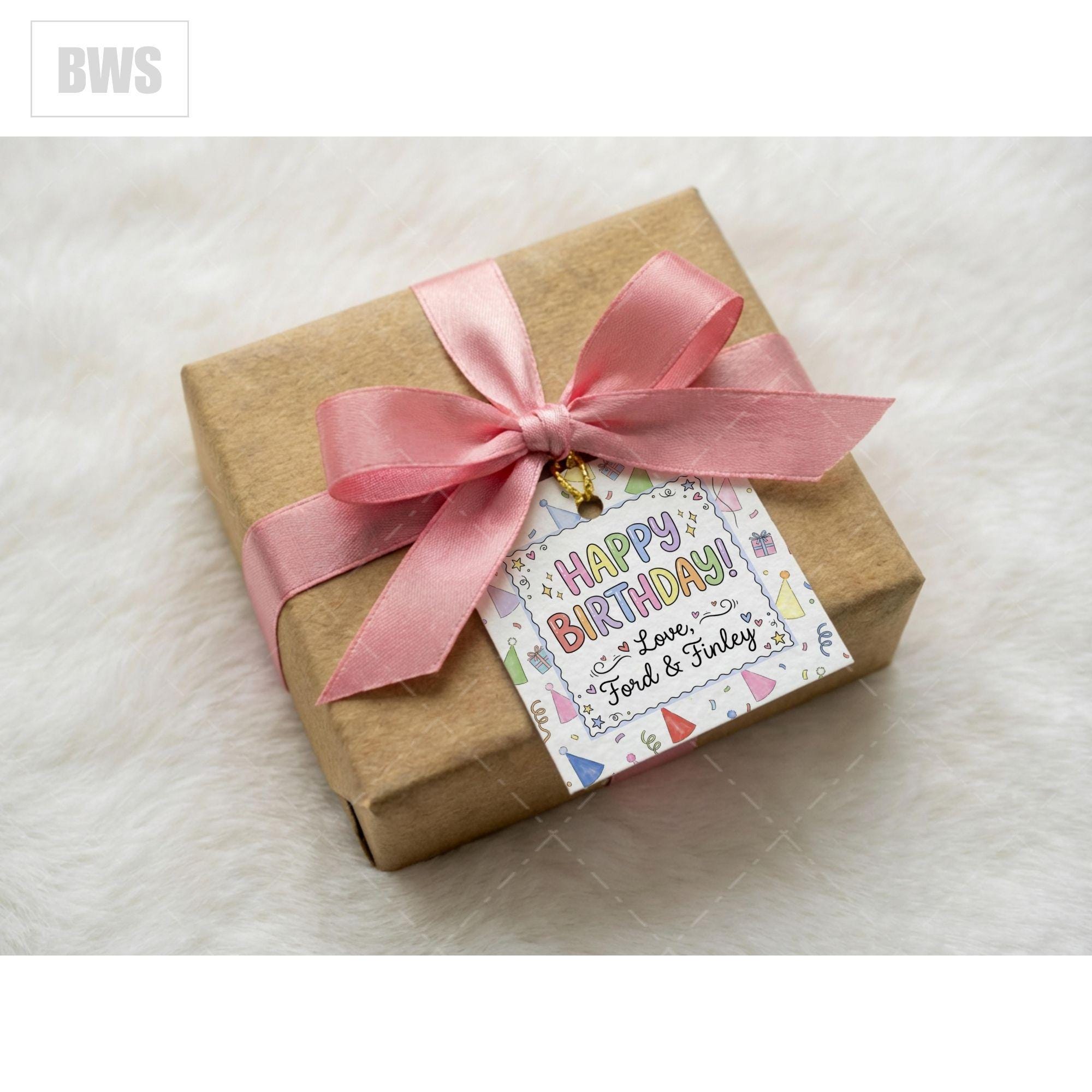 Square Gift Tag With Kraft Box Mockup | Photoshop Photopea Smart Object ...