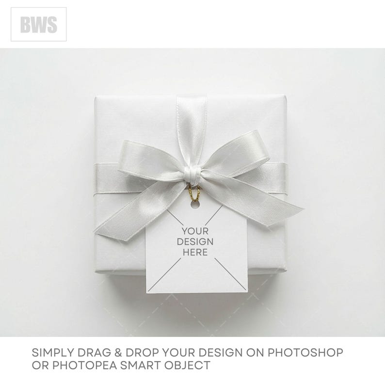 Editable Square Gift Tag With Box Mockup for Designers | Photoshop ...