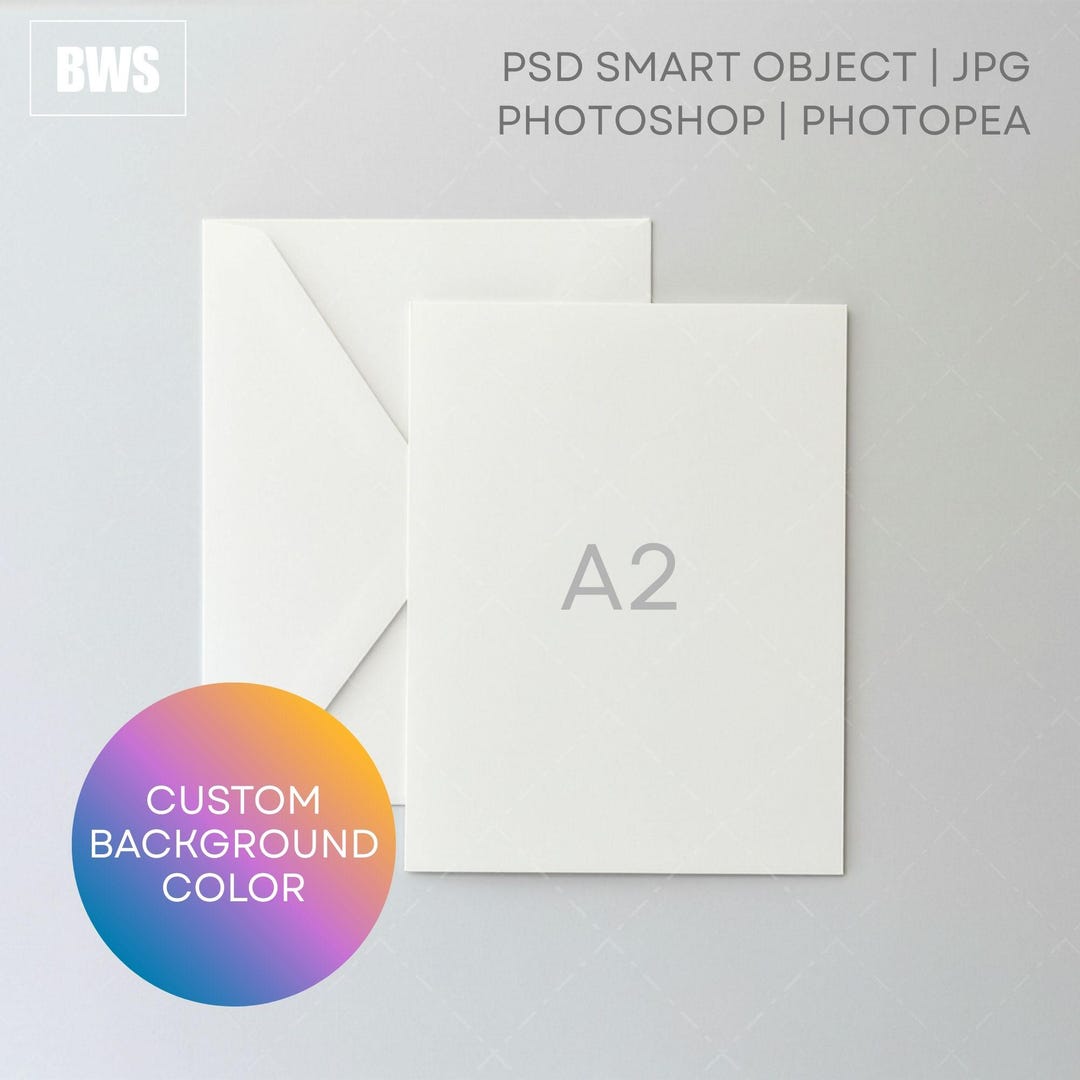 Minimal Greeting Card Mockup, A2 Card With White Envelope PSD Smart ...