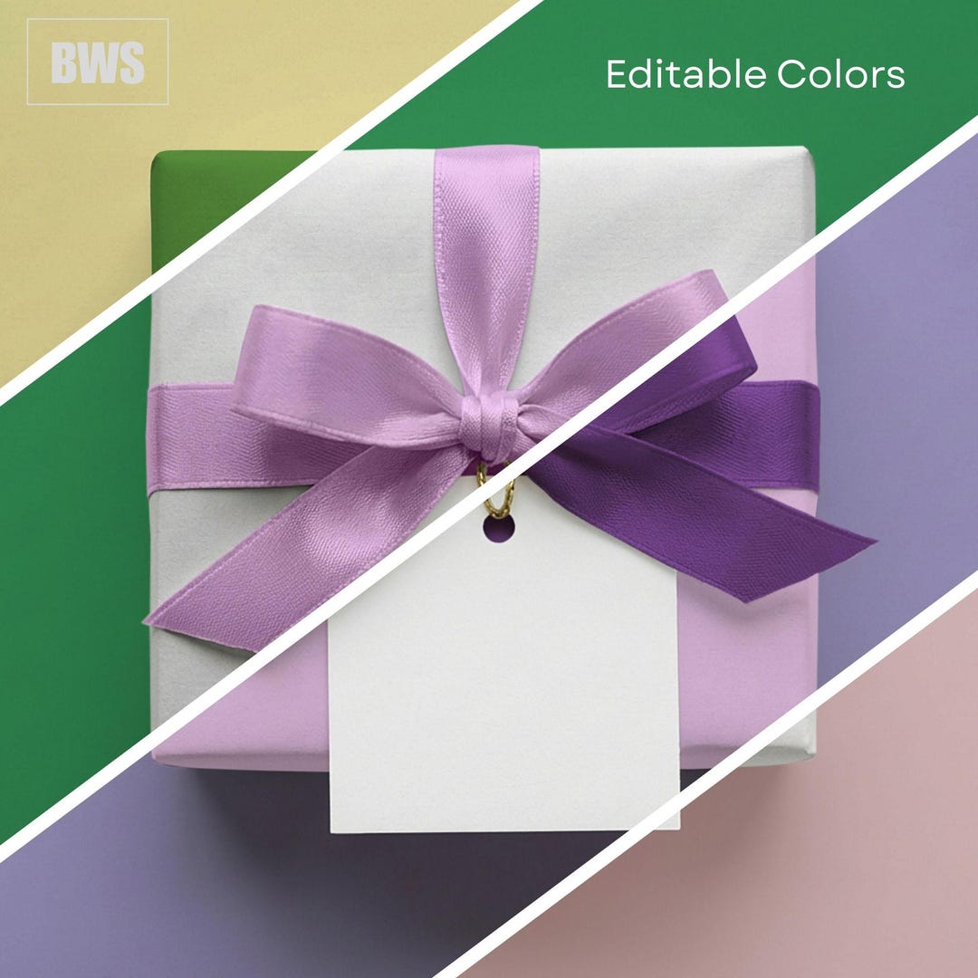 Editable Square Gift Tag With Box Mockup for Designers | Photoshop ...