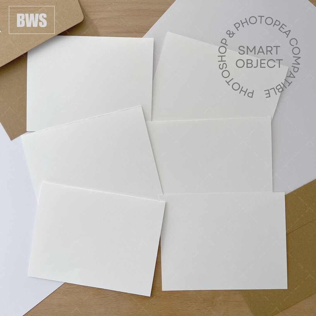 6-piece Greeting Cards Horizontal Mockup Flat Lay | A2 Stationery ...