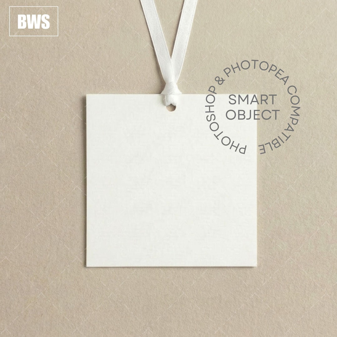 Simple Square Gift Tag Mockup for Designers | Editable PSD Smart Object ...