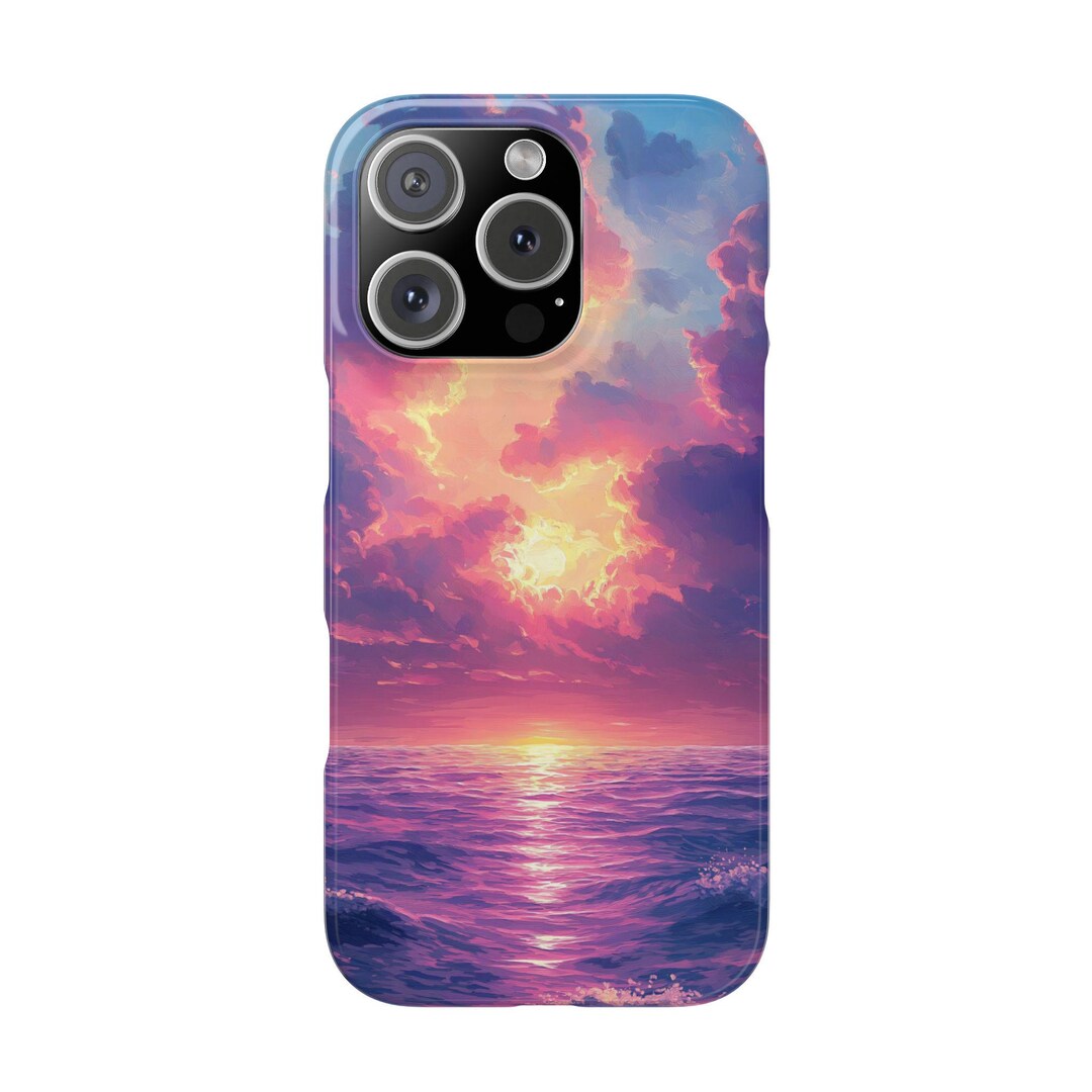 Sunset Sky Phone Case - Vibrant Ocean Horizon Design Protective Cover ...