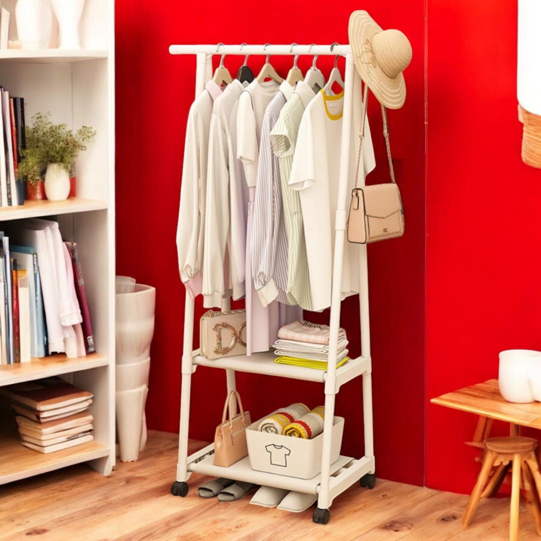 Clothes Hanger Triangle Floor Standing With Wheels Coat Rack ...