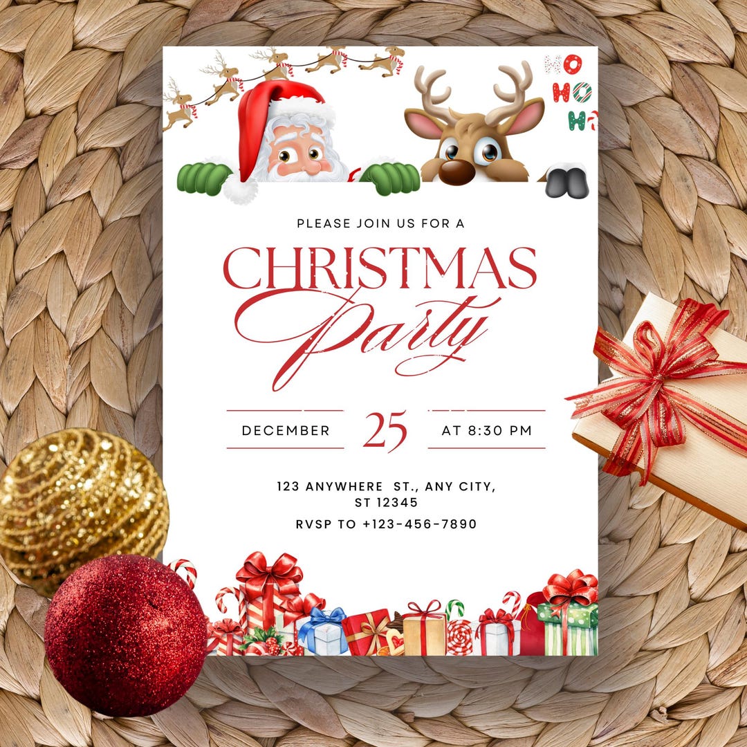 Customizable Christmas Party Invitation 5x7 Inch Digital and Printable ...