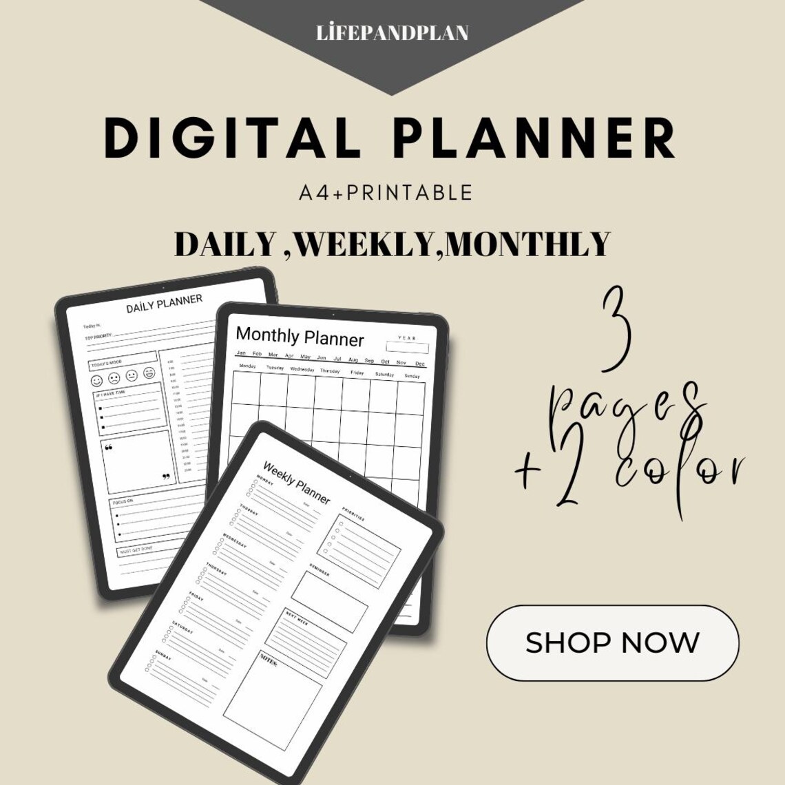 Digital Planner Set printable Digital Planner Daily, Weekly, Monthly ...