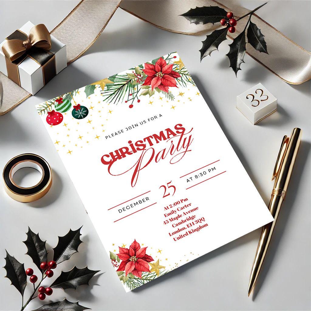 Editable Christmas Party Invitation Template Digital Download ...