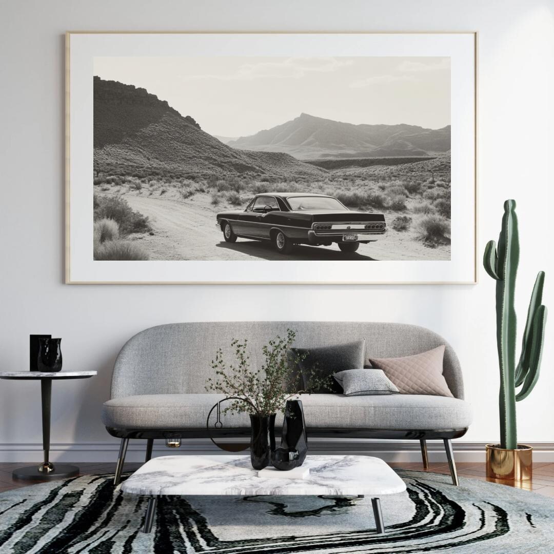 Classic American Cars Poster Bundle | Black & White Retro Vintage Wall ...