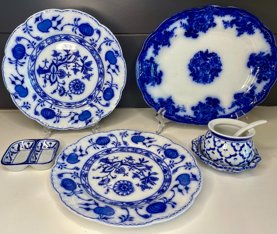 Vintage Mix-matched Flow Blue & White China| Waldorf Flow Blue Pattern ...