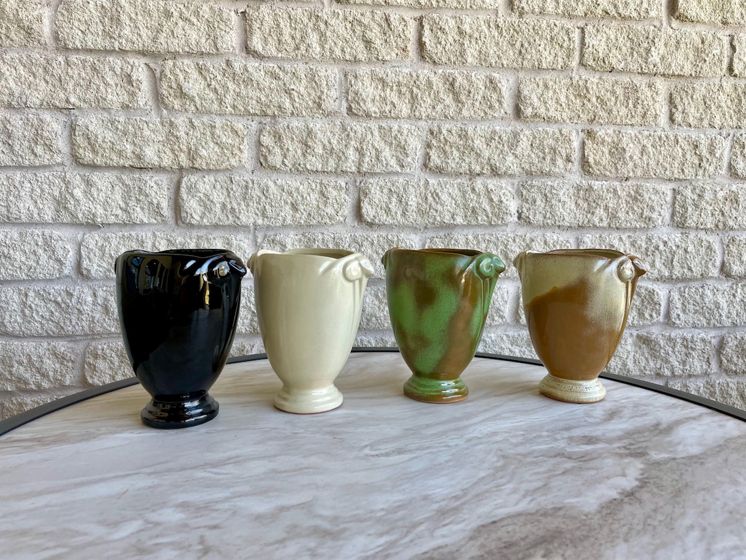 Vintage Frankoma Pottery, Ada Clay, Set of 4 Vases, #38 Rams Head Vase ...