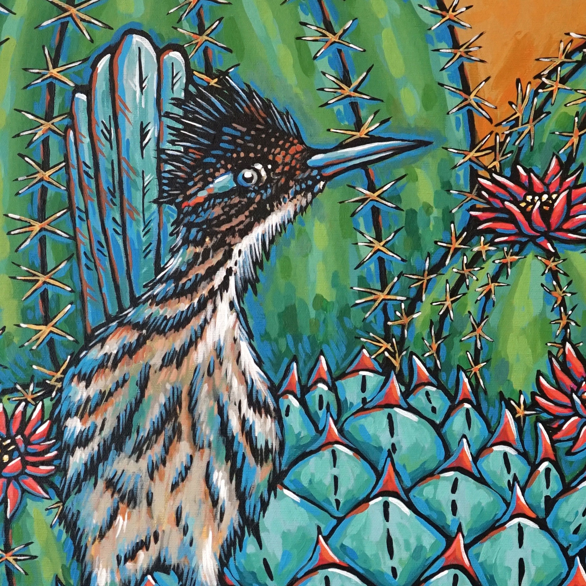 Roadrunner, Cactus and Succulents, Southwest Art - Print - Etsy