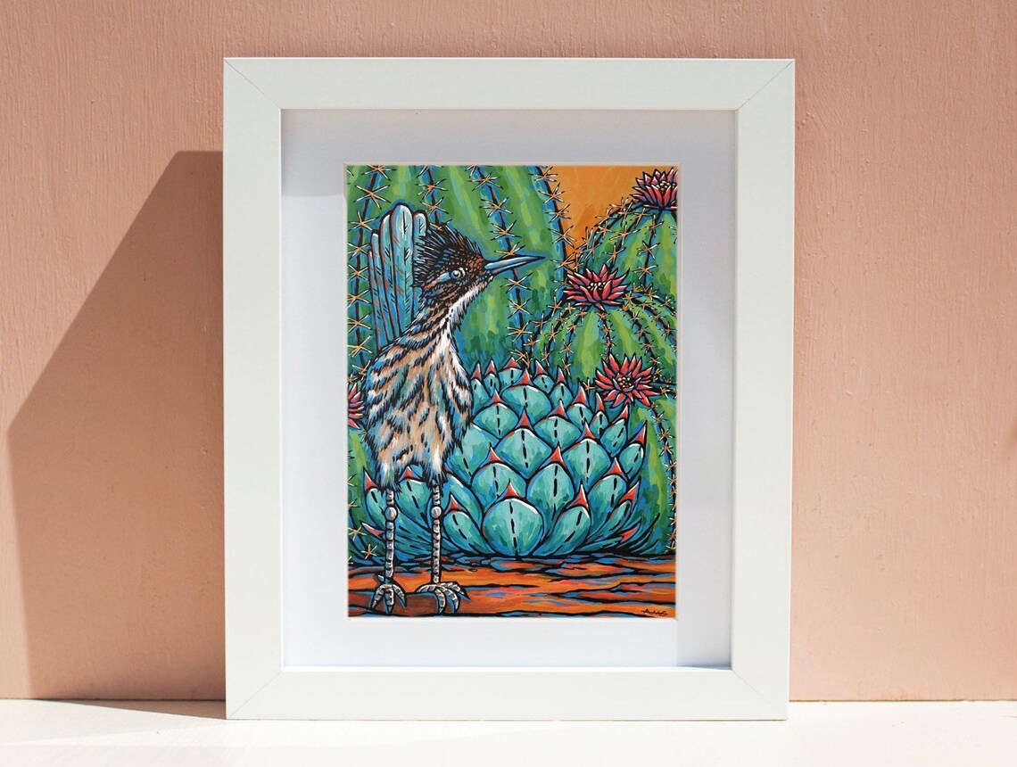 Roadrunner, Cactus and Succulents, Southwest Art - Print - Etsy